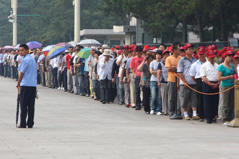Visitors Line Up To Visit Tiananmen Square Editorial Stock Image ...