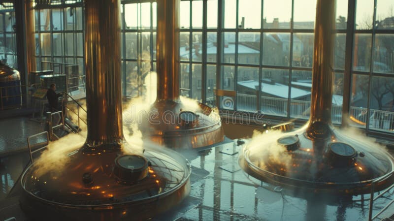 Visitors Observe the Brewing Process through Large Windows Watching As ...