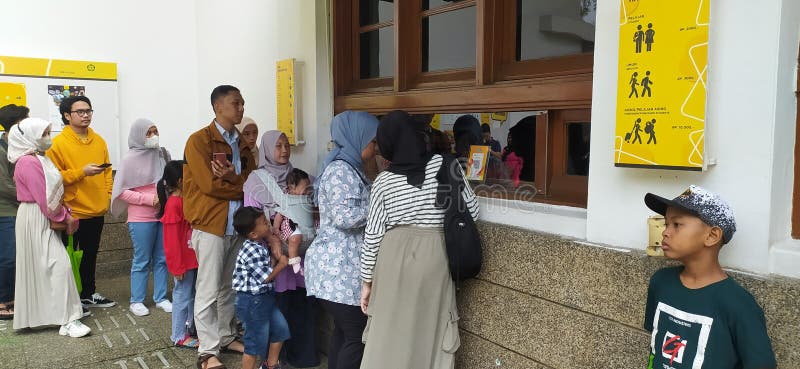 Visitors Queueing at Geological Museum Bandung Ticket Counter for ...