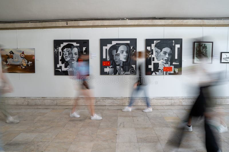 Visitors Visiting the Art Gallery. Editorial Stock Image - Image of ...