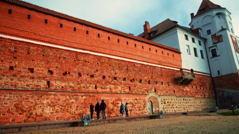 Exploring the Historic Red Brick Castle Walls Stock Footage - Video of ...