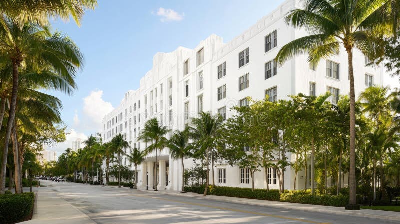 Visitors Walk Along the Paths among Palm Trees in Front a Clear Blue ...