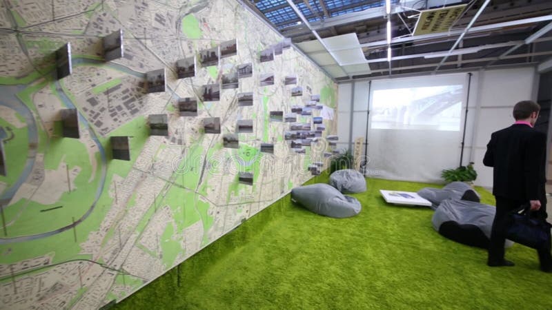 The Visitors are Watching Map in Exhibition on Stock Video - Video of ...