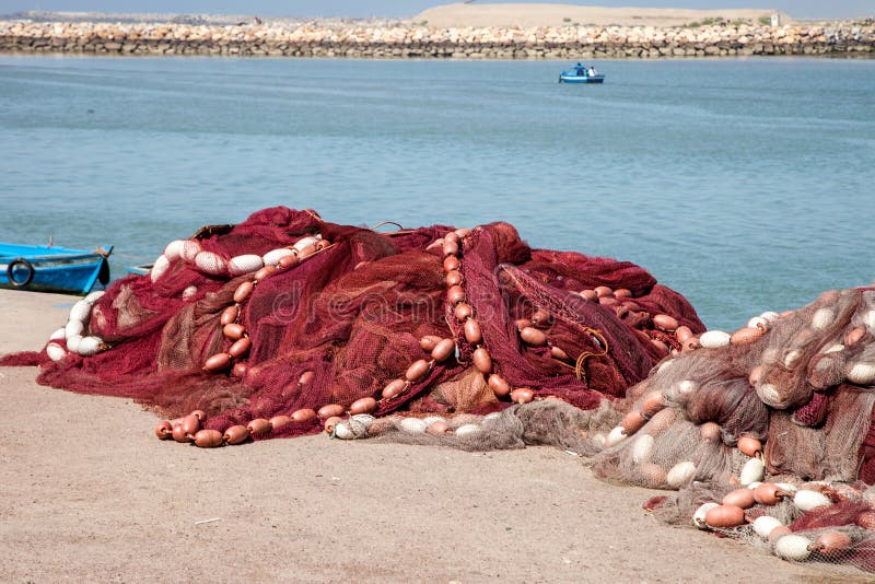 Visnetten aan de wal stock afbeelding. Image of apparatuur - 185684595