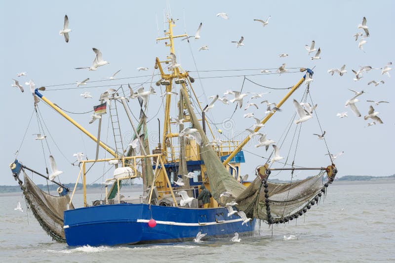 Vissersboot Met Nesten Op Zee Voor Berg Athos Stock Foto - Image of ...