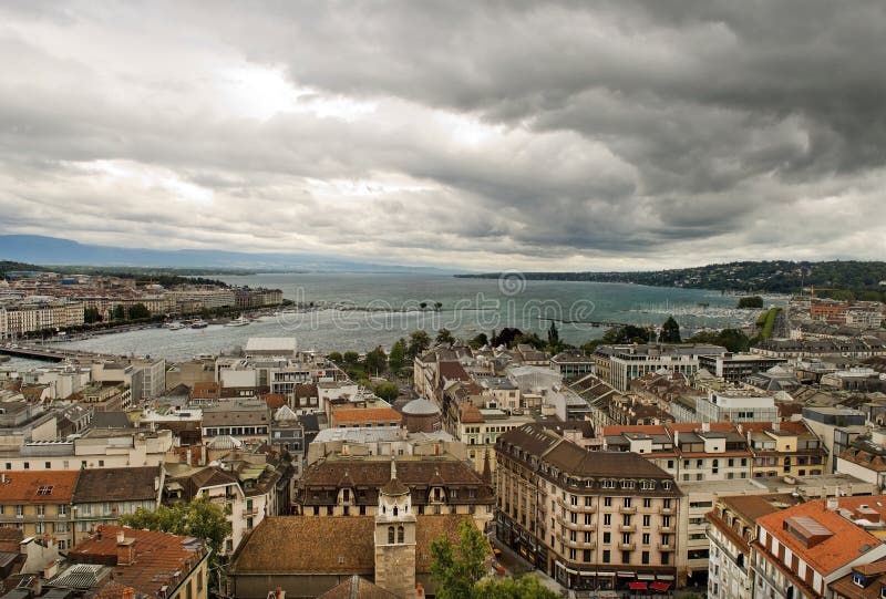 Vista Aérea De La Ciudad De Ginebra - Suiza Imagen de archivo - Imagen ...