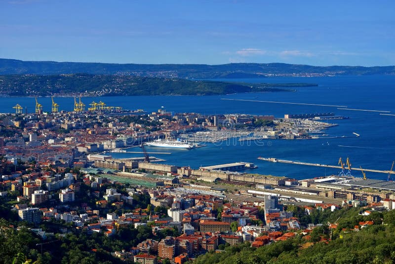 Vista Aerea Di Trieste, Italia. Immagine Stock - Immagine di città ...