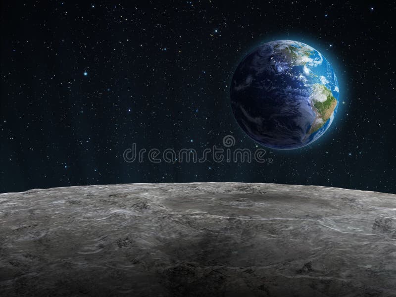 Vista Da Terra De Aumentação Vista Da Lua Ilustração Stock - Ilustração ...