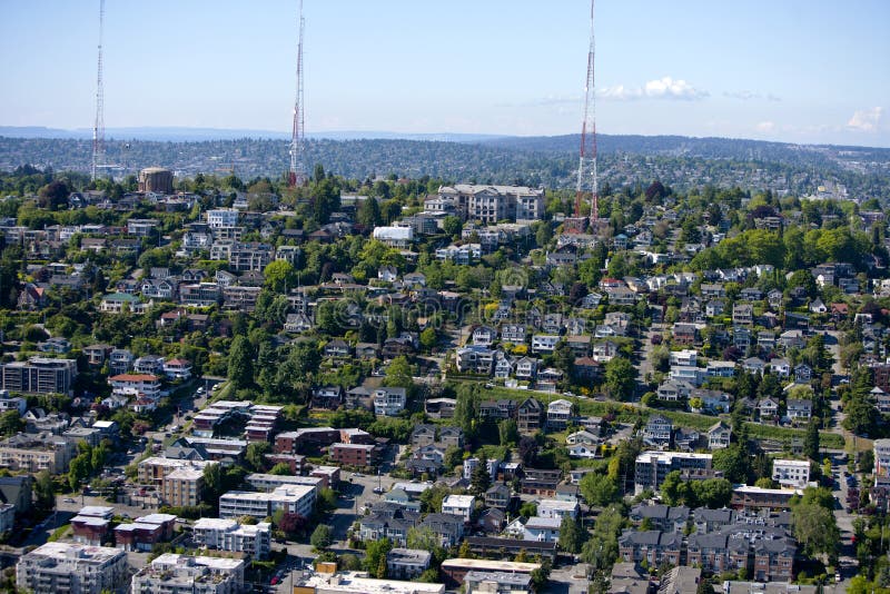 Seattle Se Eleva Los Edificios Washington Del Paisaje Urbano Imagen de ...