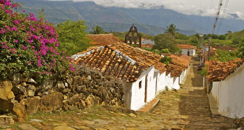 Colombia, Santander, Vista Del Pueblo Colonial De Guane, Cerca De ...