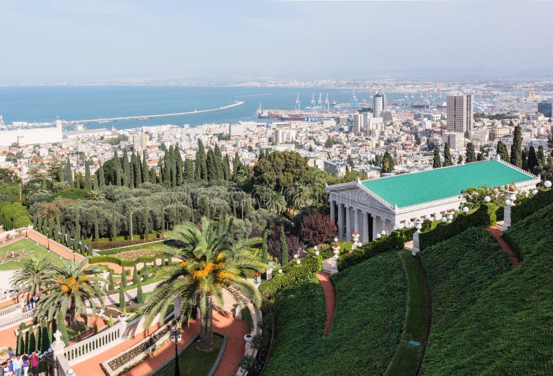 Vista Di Haifa E Porto E Baia Del Centro Di Haifa Fotografia Stock ...