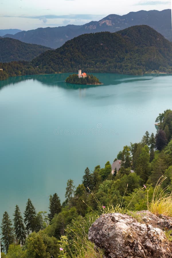 Vista from Lake Bled in Slovenian Alps Stock Image - Image of bled ...