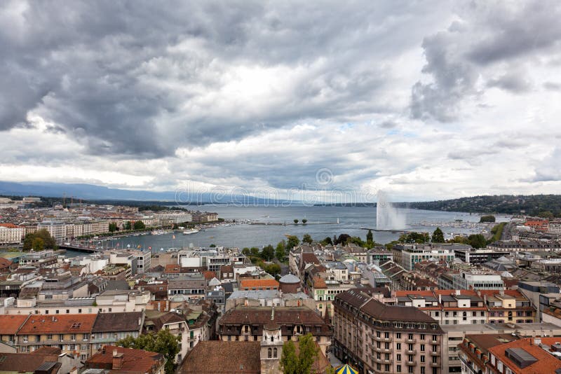 A Cidade De Genebra Em Suíça, Uma Vista Aérea Foto de Stock - Imagem de ...