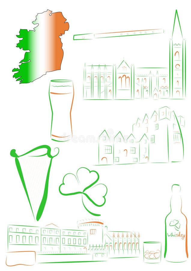 Vistas E Símbolos De Ireland Ilustração do Vetor - Ilustração de celta ...
