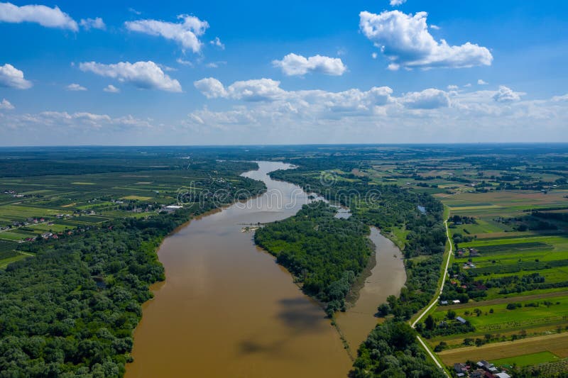 Vistula River in Poland. Aerial View of Vistula River, the Longest ...