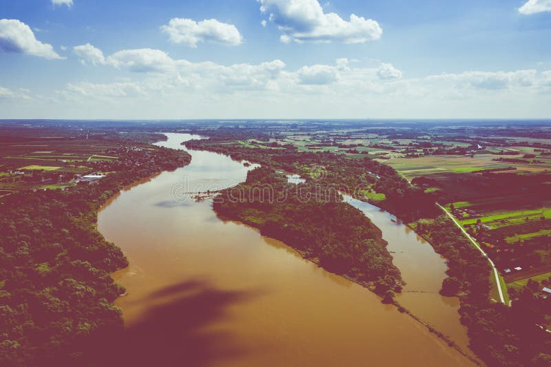Vistula River in Poland. Aerial View of Vistula River, the Longest ...