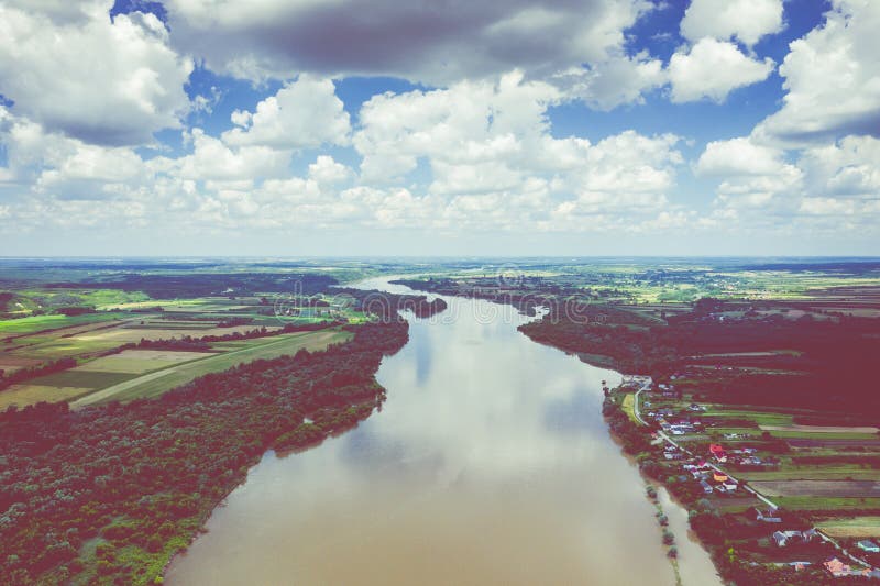 Vistula River in Poland. Aerial View of Vistula River, the Longest ...