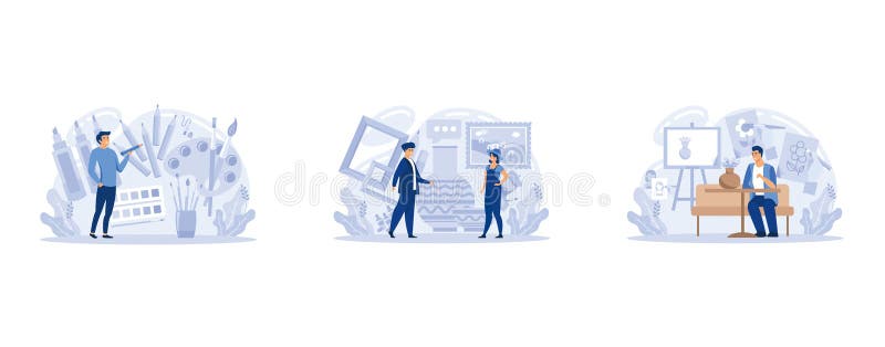 Visual Art Composition Set with Drawing Training , Stock Vector ...