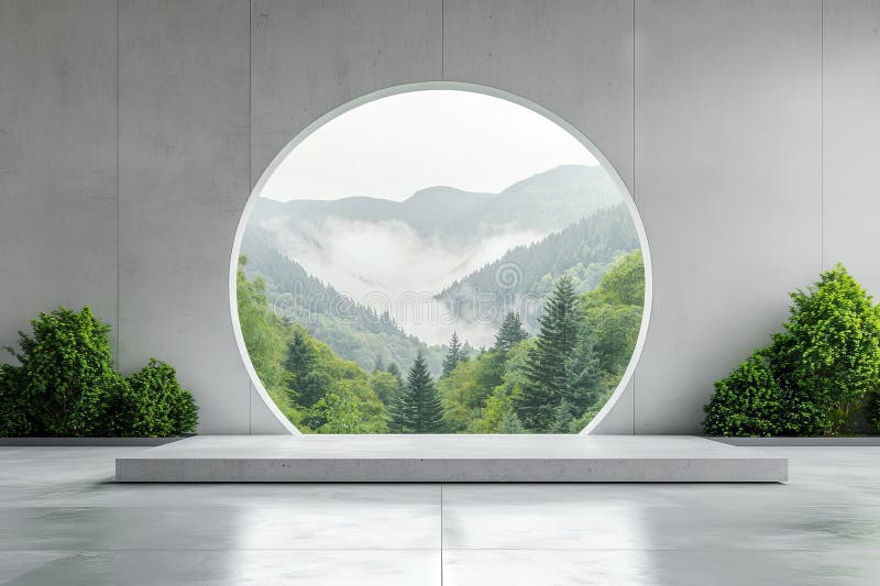 A Visual of a Bare Concrete Room with a Sizable Window Offering a ...