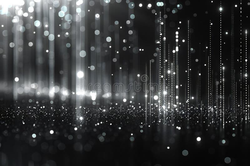 Visual Black Background with White Data Lines and Glowing Dots, Cyber ...