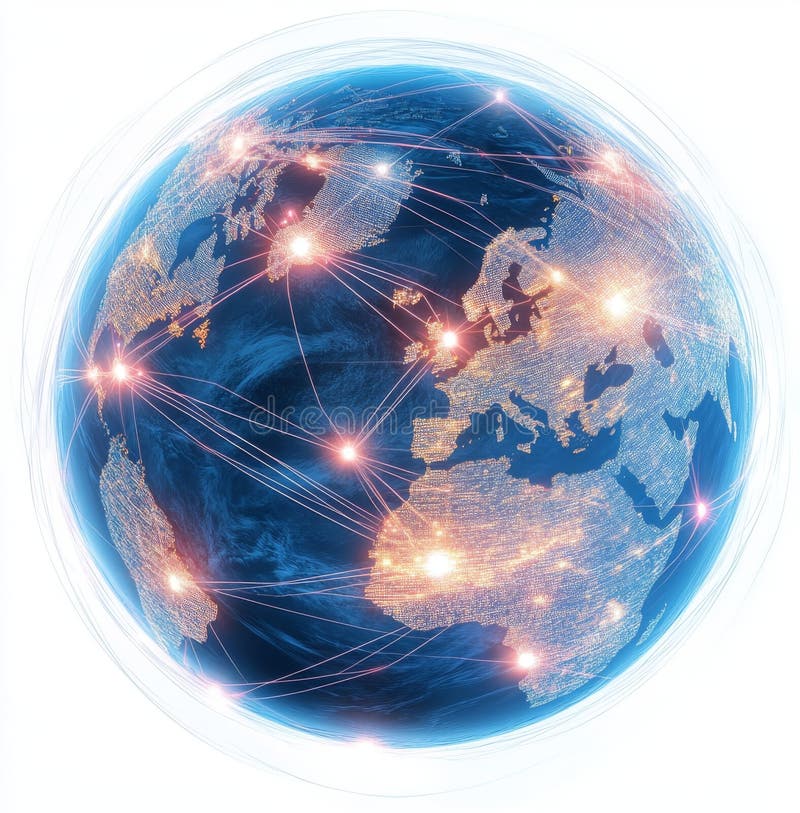 A Visual of a Blue Globe Illustrating Technology and Global Connections ...