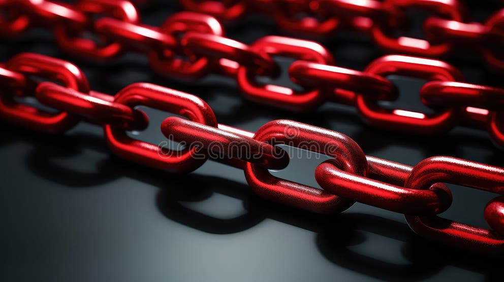 Visual chain with red link stock illustration. Illustration of design ...