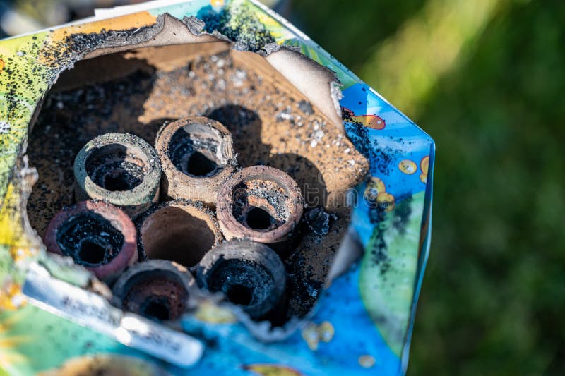 Top of Cardboard Burnt Firework Tubes Stock Photo - Image of empty ...