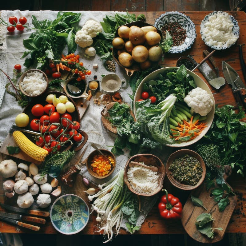 The Visual Charm of Nutritious Home Cooked Meals Stock Illustration ...