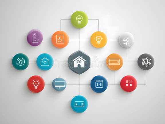 A Visual Chart Illustrates a Smart Home Network Controlling Various ...