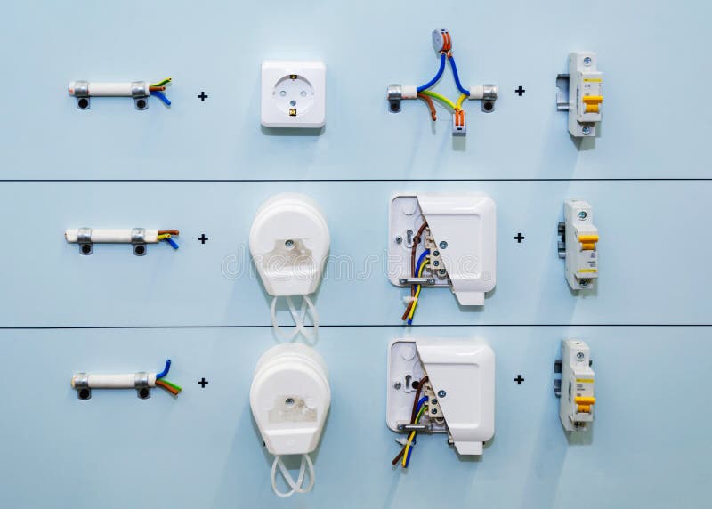Visual Circuitry of Connecting Various Power Outlets with Switch. Set ...