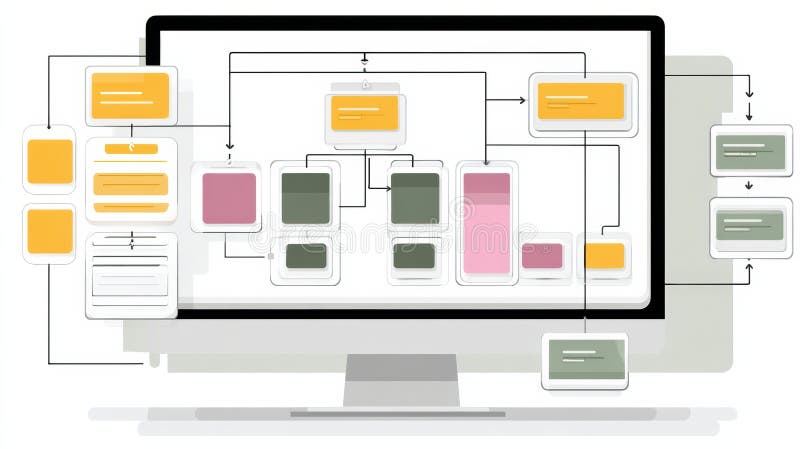 Visual Coding Flowchart Displayed on Smart Screen with Organized Blocks ...