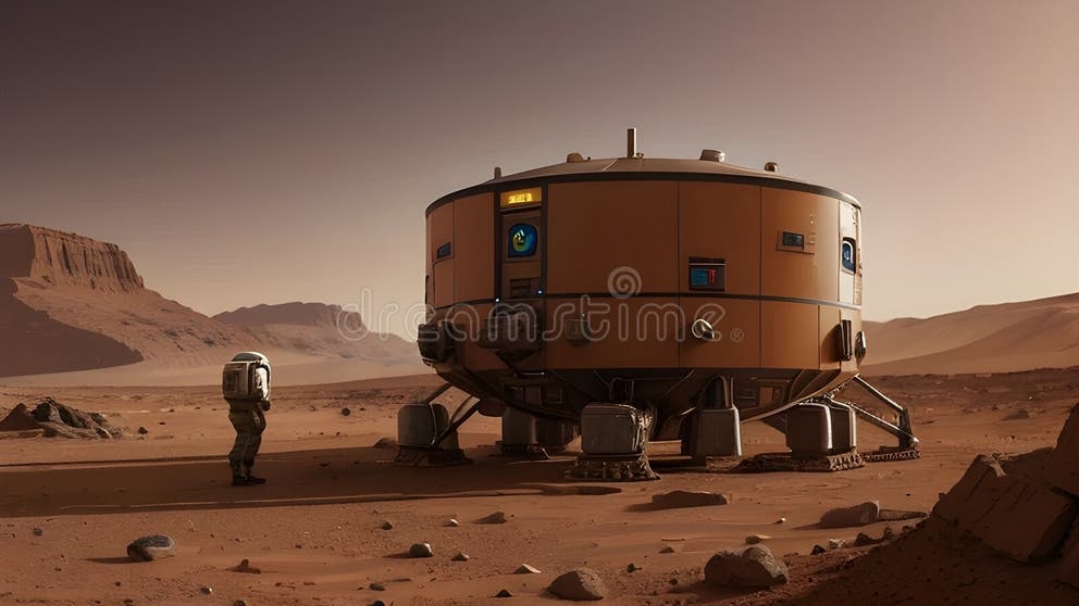 A Visual Colony Structures on Mars, AI Generated Stock Illustration ...