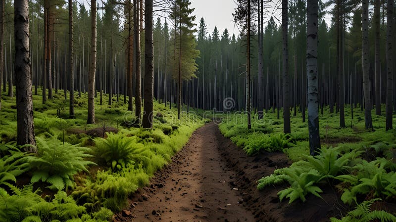 A Visual Comparison in One Image Showing a Healthy Forest before ...