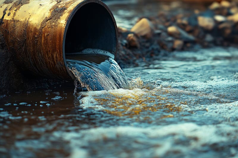 Visual Composition of Contaminated Water Flowing from Pipe ...