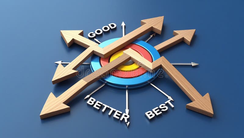 Visual Concept of Achieving Goals Marked Good, Better, Best on Chrome ...