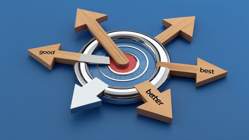 Visual Concept of Achieving Goals Marked Good, Better, Best on Chrome ...