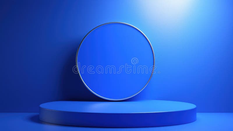 Visual Concept Circular Blue Display with Minimalist Product ...