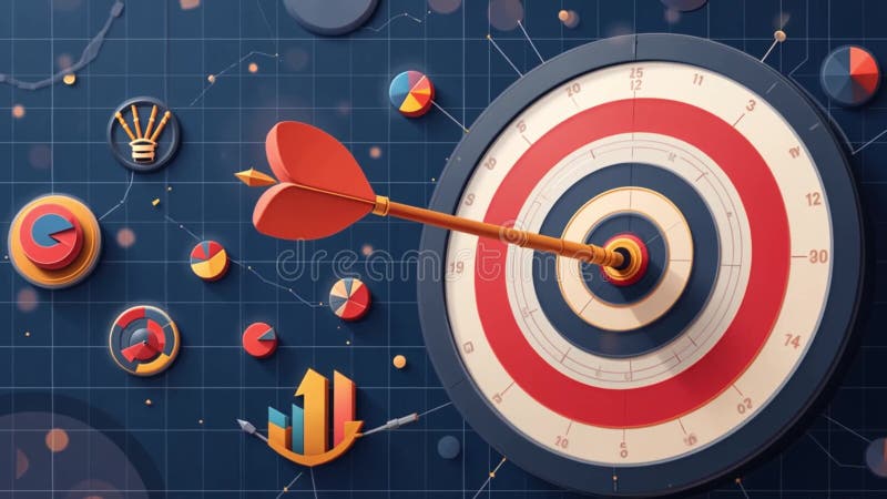 Business Goal Achievement with Bullseye Visualization Stock Footage ...