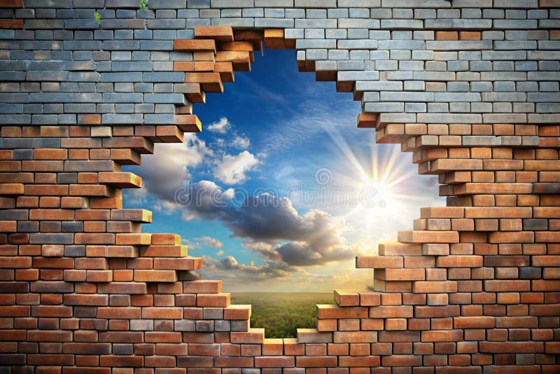 Broken Wall Freedom Concept or Idea Stock Illustration - Illustration ...