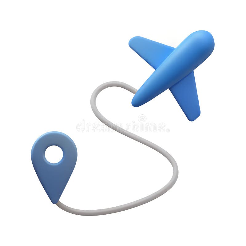 3D Airplane Flying and Leaves a Trace Line. Airplane Line Path Routes ...