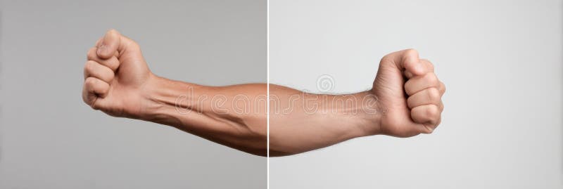 Comparison of Flexed and Relaxed Arm Demonstrating Muscle Tension and ...