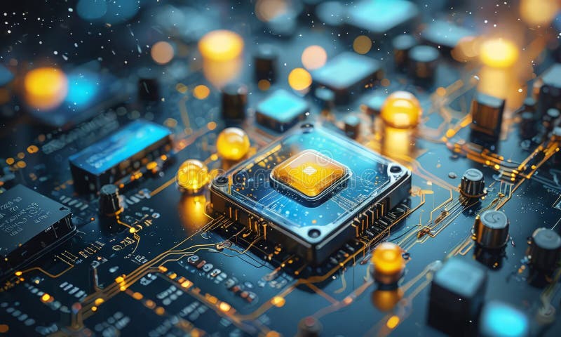 Circuit with Cpu Chip on Top it Stock Illustration - Illustration of ...