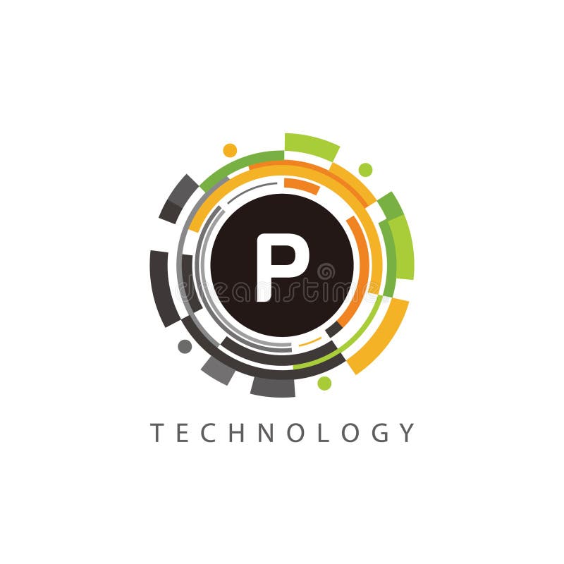 Visual Pixel Data Digital P Letter Logo Stock Illustration ...