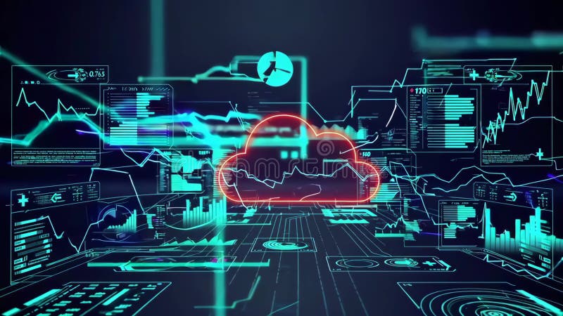 Visual Data Flow Scene With Cloud Computing Footage Stock Footage Video Of Cloud Metrics