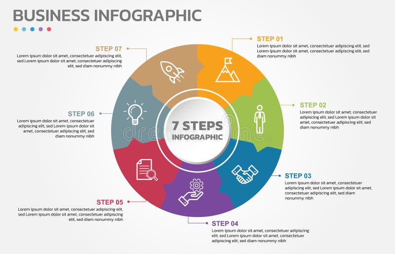 Visual Data Presentation. Cycle Diagram with 7 Options Stock Vector ...