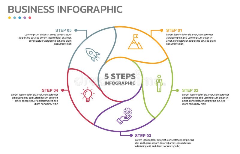 Visual Data Presentation. Cycle Diagram with 5 Options Stock Vector ...