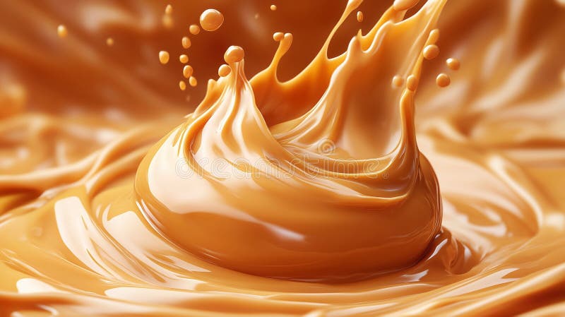 Visual Delight of Smooth Caramel Sauce in Liquid Motion Stock Image ...