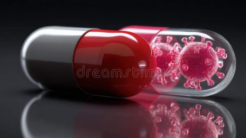 Visual Depiction of Antibiotic Pill Capsule Battling Resistant Bacteria ...