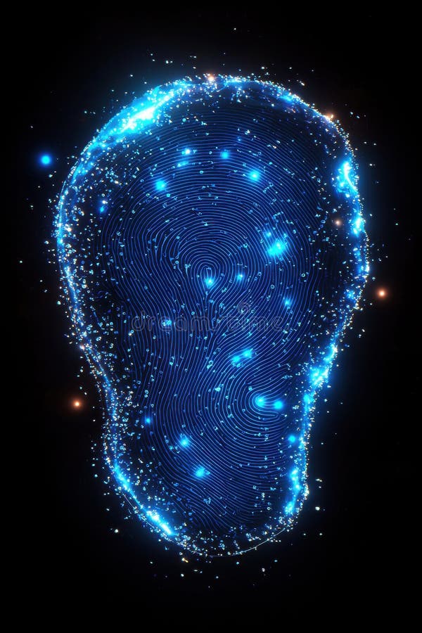 Biometric Fingerprint with Glowing Digital Effects and Abstract Details ...