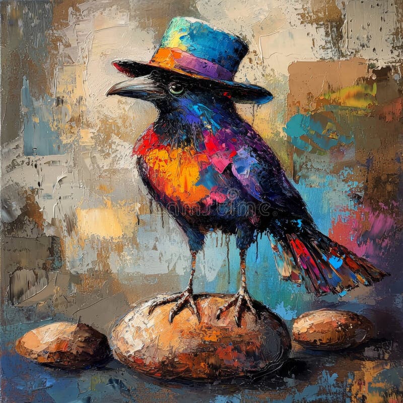 A Visual Depiction of a Raven Wearing a Top Hat, Rendered in the ...